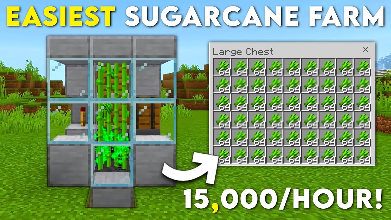 EASIEST Automatic Sugarcane Farm Tutorial in Minecraft Bedrock 1.21 ...