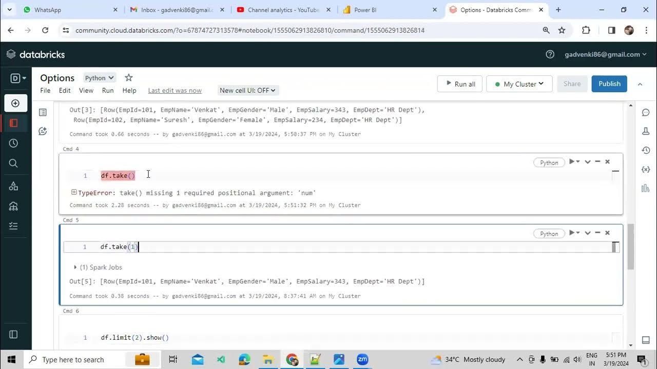 73.Understand about different options using PySpark in Databricks in Telugu - YouTube