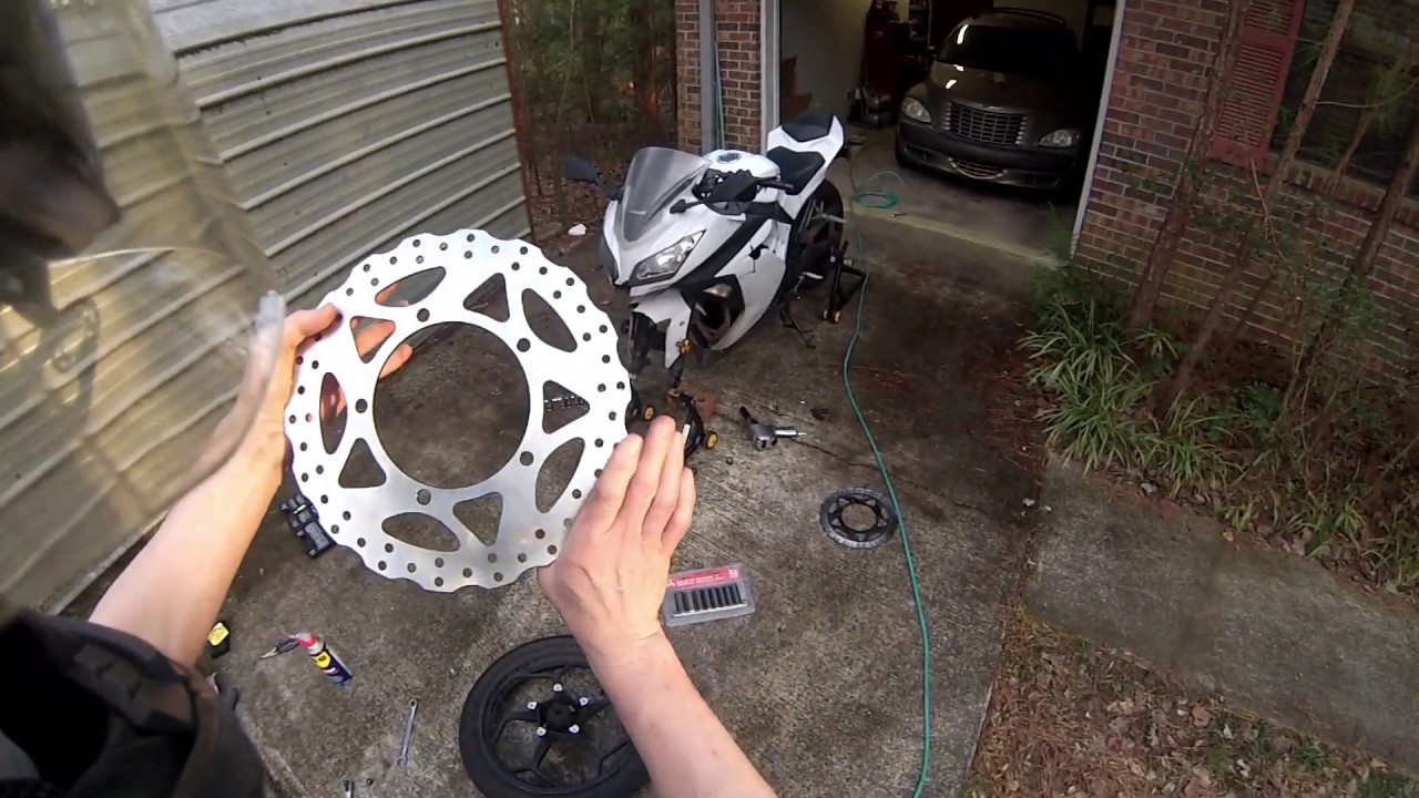 Replacing Front Brake Pads And Rotor On Ninja 300, part 2 of 5 - YouTube
