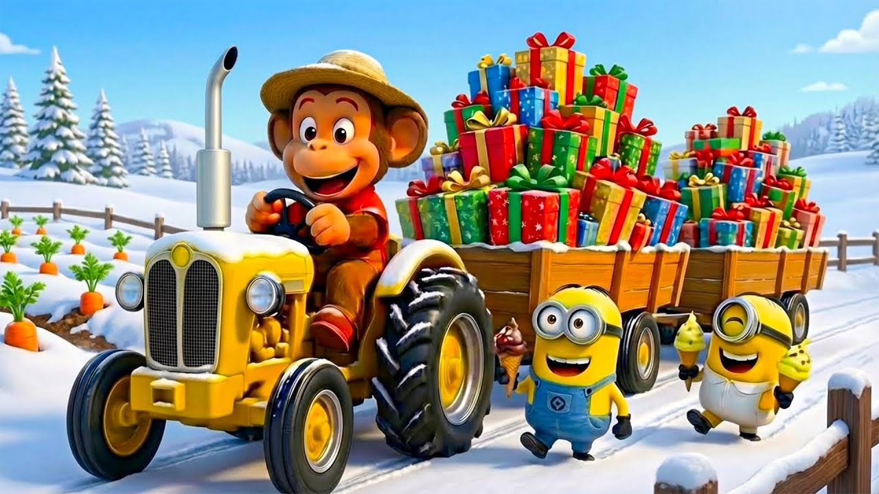 Monkey Cartoon Funny: Monkeys and Minions Decorate Their Christmas Farm ...