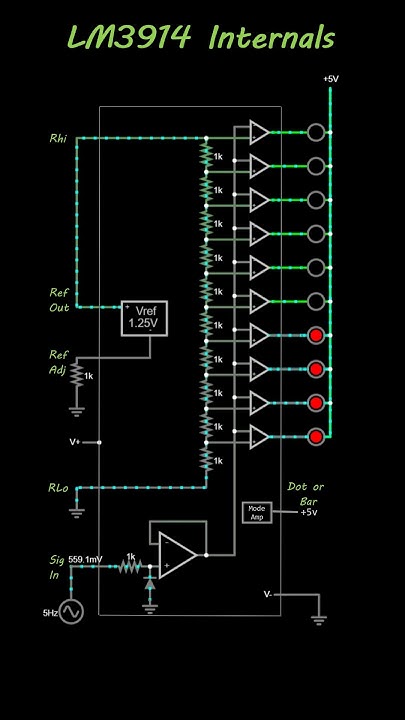 Internals of an LM3914 IC with led bar example - YouTube