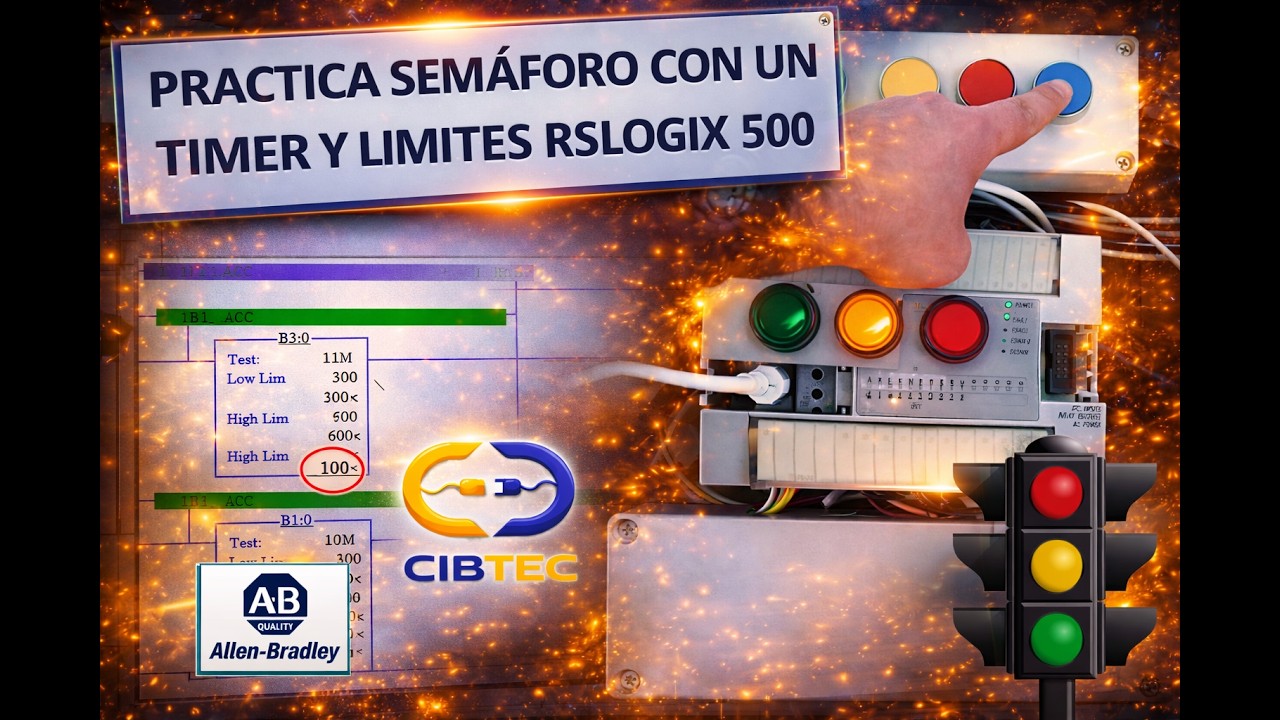 Practica semáforo con solo un temporizador y limites (Software RSlogix ...