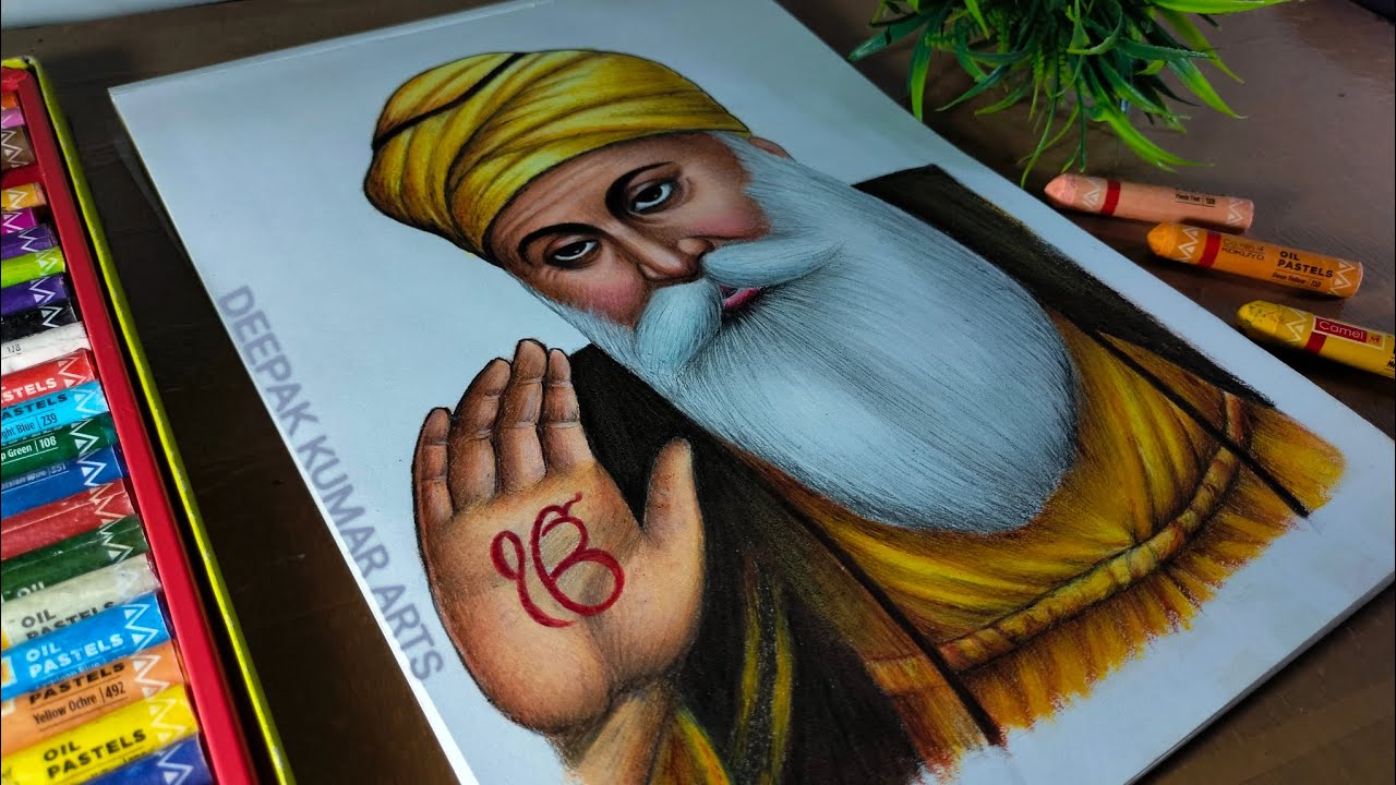 How to Draw Guru Nanak Dev Drawing || Guru Nanak Jayanti Special Colour ...