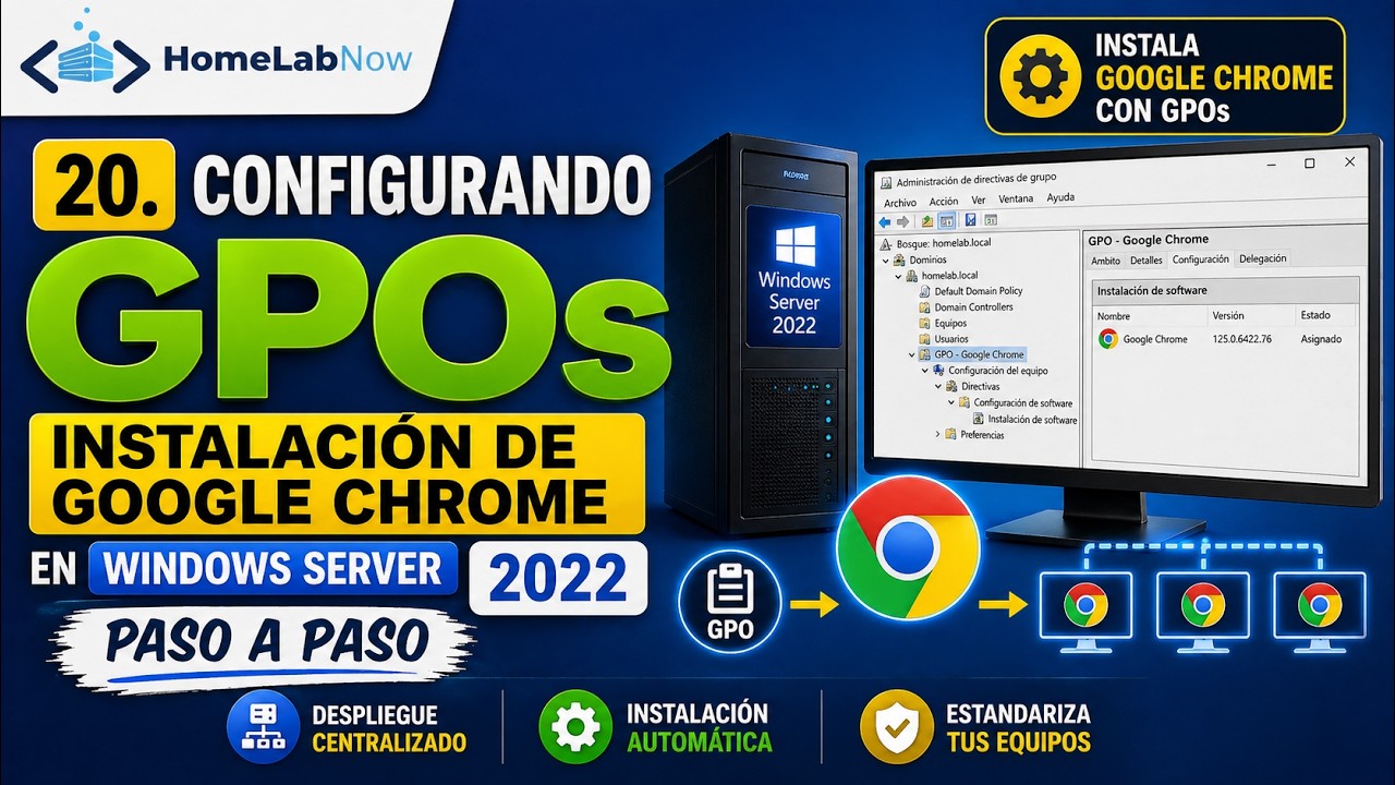 20. Configurando GPOs: Instalación de Google Chrome en Windows Server ...