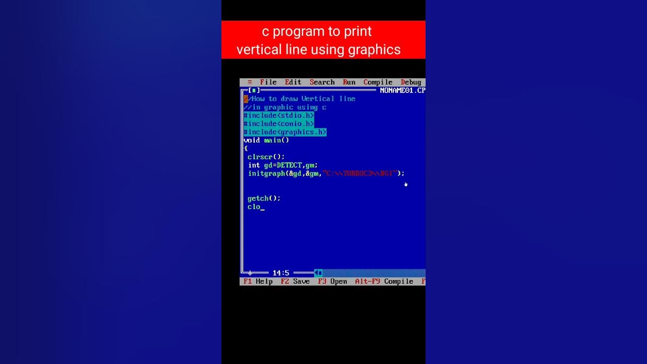 C program to print vertical line using graphics. #csmarathicoaching - YouTube
