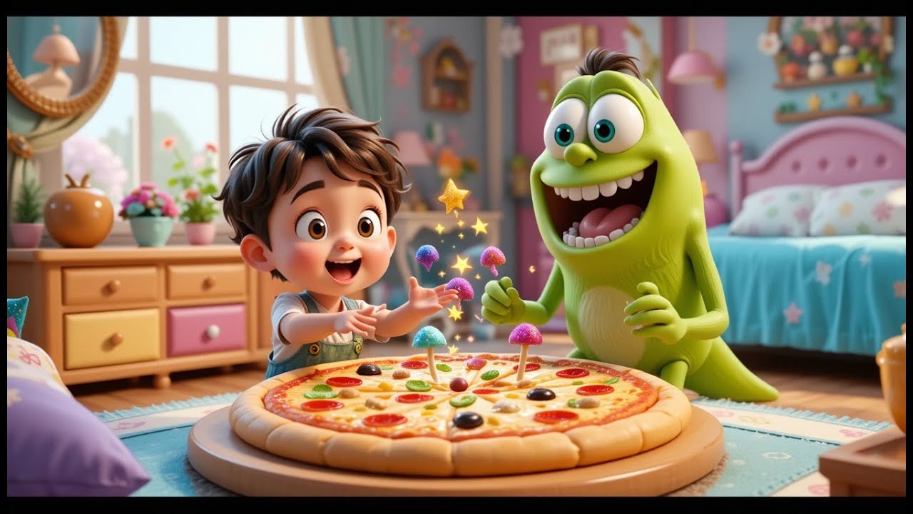 The Monster Under My Bed Loves Pizza! | Popular Nursery Rhyme ...