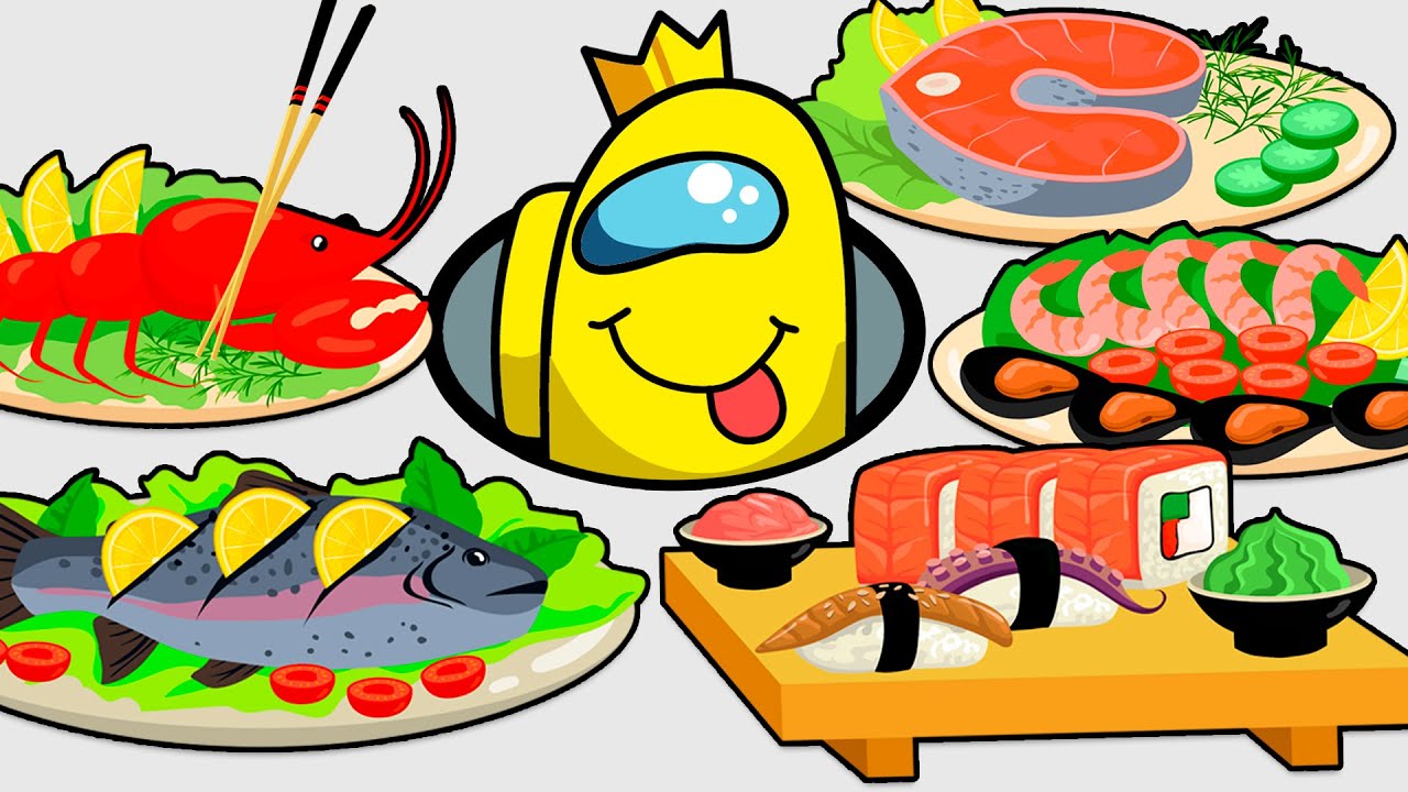 Set of Japanfood, fish, sushi, lobster | Among Us Animation - YouTube