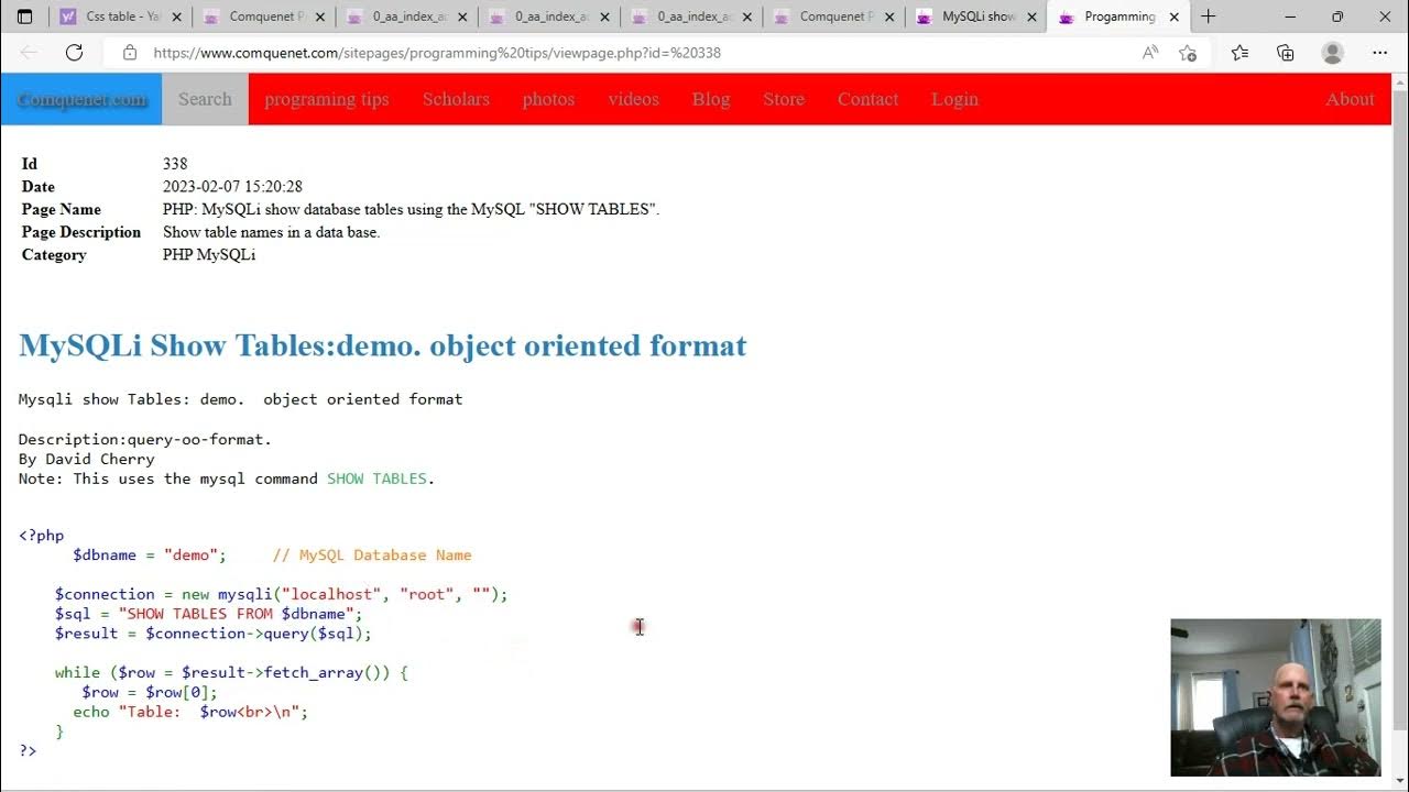 MySQLi Show Tables Demo - YouTube
