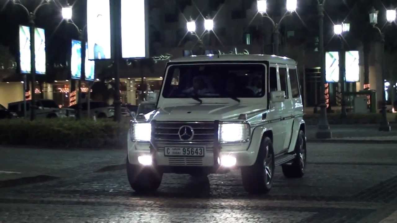 white G55 AMG Mercedes-Benz drive by Dubai Marina - YouTube
