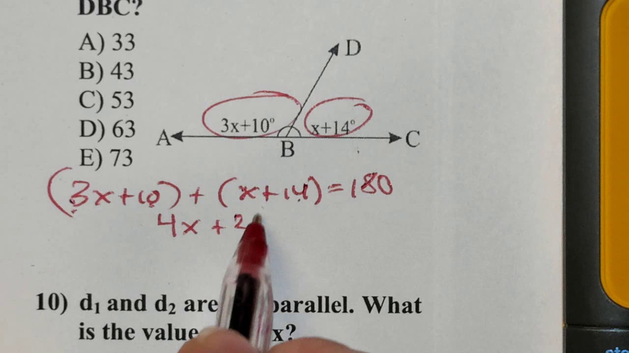 ACT Geometry - Angles - Question 9 - YouTube
