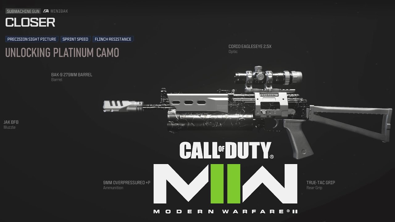 CALL OF DUTY - MODERN WARFARE 2 - UNLOCKING PLATINUM CAMO - MINIBAK SMG ...
