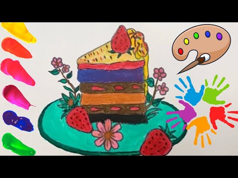 How to draw cake, drawing and coloring cakes 🍰🧁 | menggambar dan ...