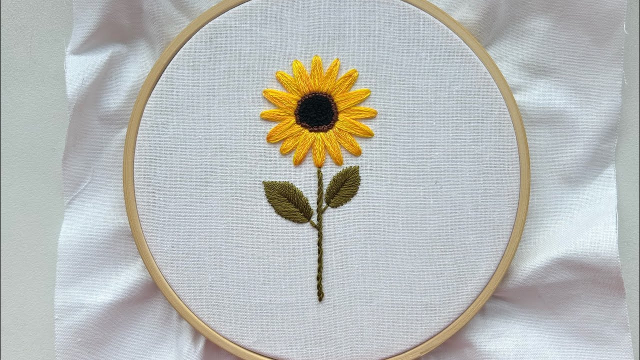 Sunflower 🌻 How to embroider a sunflower. Simple embroidery design for ...