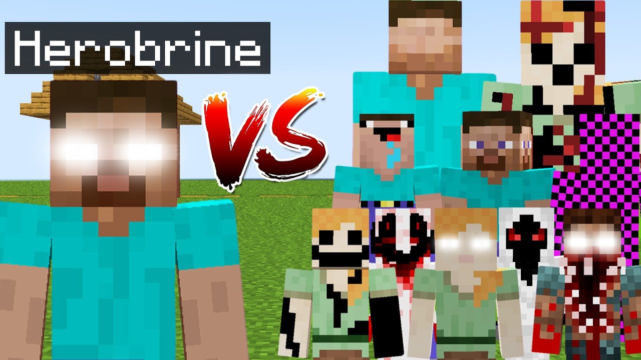 Herobrine Vs Creepypasta All Mobs Minecraft Youtube