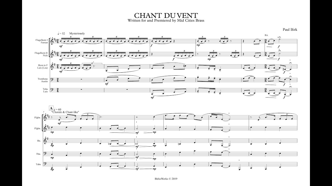 Paul Birk - Chant Du Vent (Score Video) - YouTube