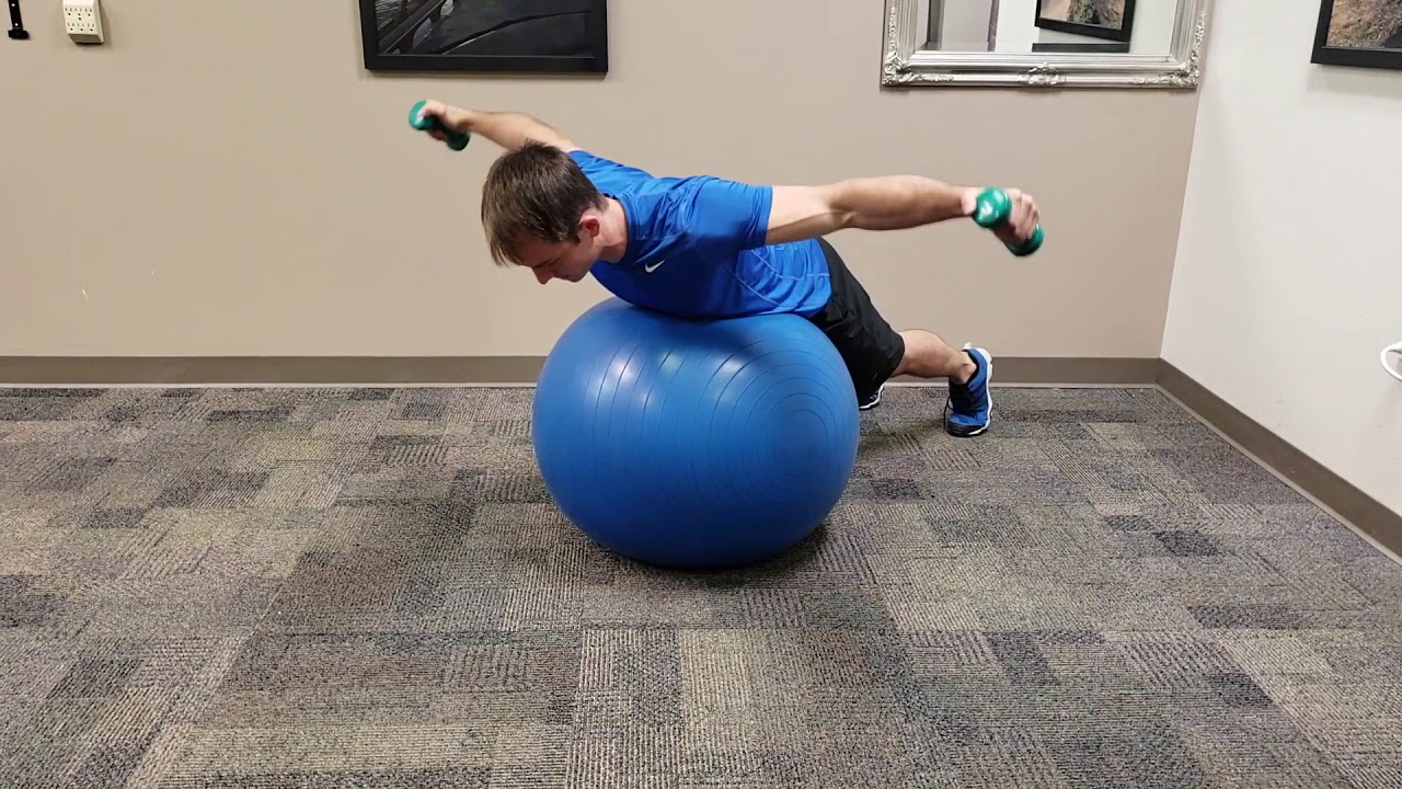 Shoulder Rehabilitation ITY Dumbbell Exercise on Swiss Ball - YouTube