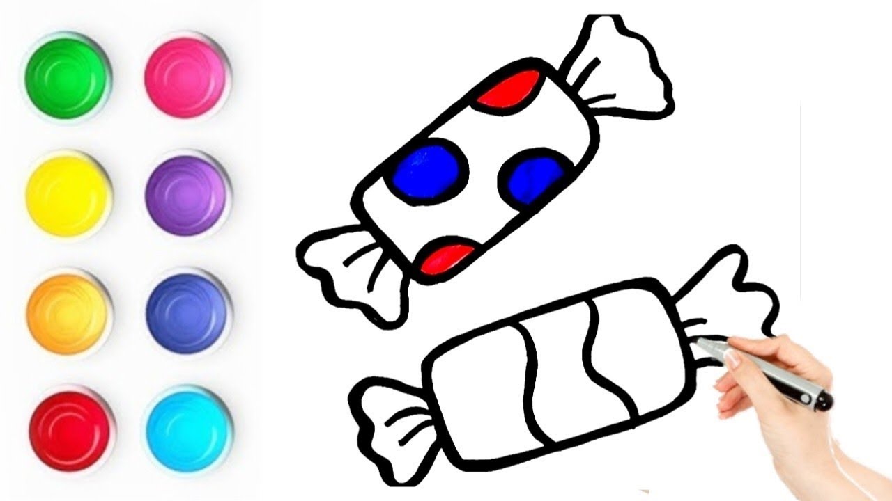 How to draw toffee drawing, painting and Coloring for kids & toddlers ...