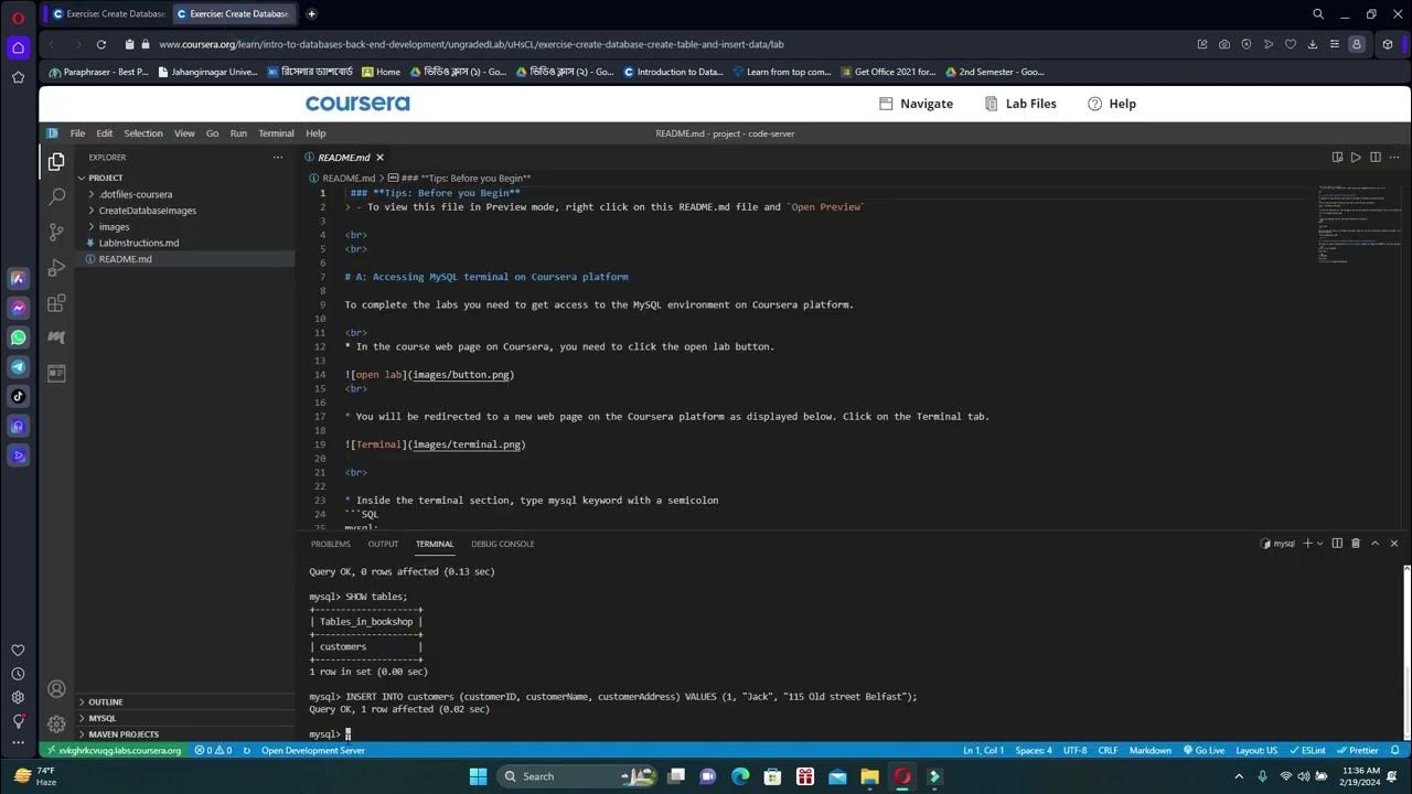 Exercise: Create Database, create table and insert data | Databases for ...