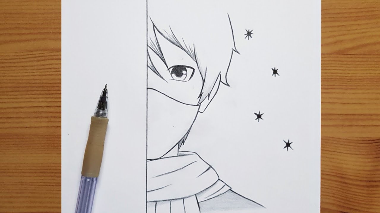 How to draw Anime with scarf in winter || Easy Anime step by step ...