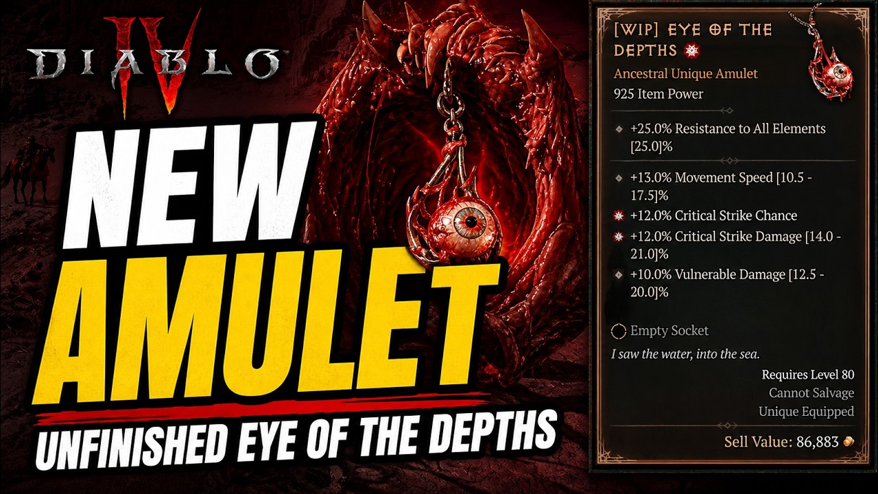 Diablo IV Helltides Drops New Amulet Unfinished Eye of the Depths - YouTube