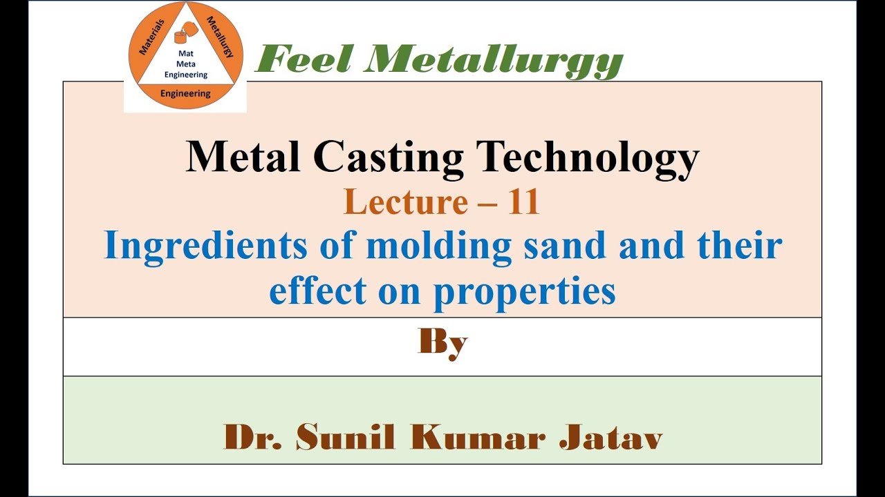 L - 11/Ingredients of Moulding Sand and their effect of properties ...