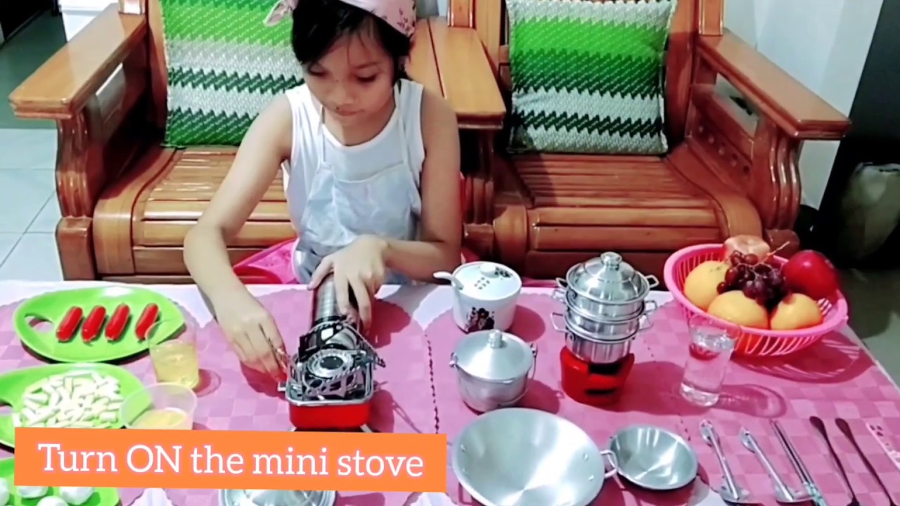 Cooking with Mini Stove and Mini Cookware Set - YouTube