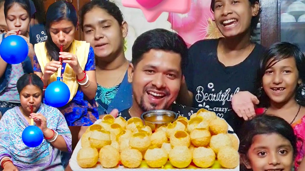 The challenge of eating fuchka with a flute.Funny challenge with family ...