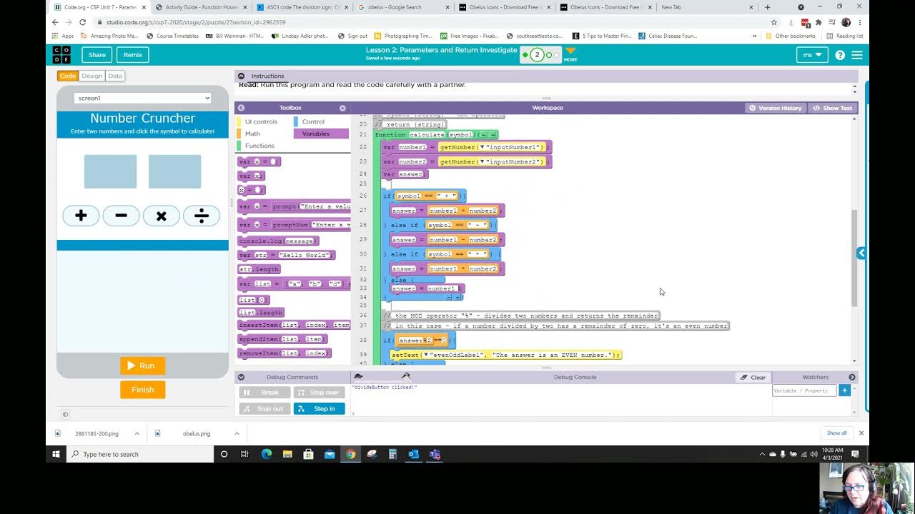 code org unit 7 lesson 2.2 number Cruncher - YouTube