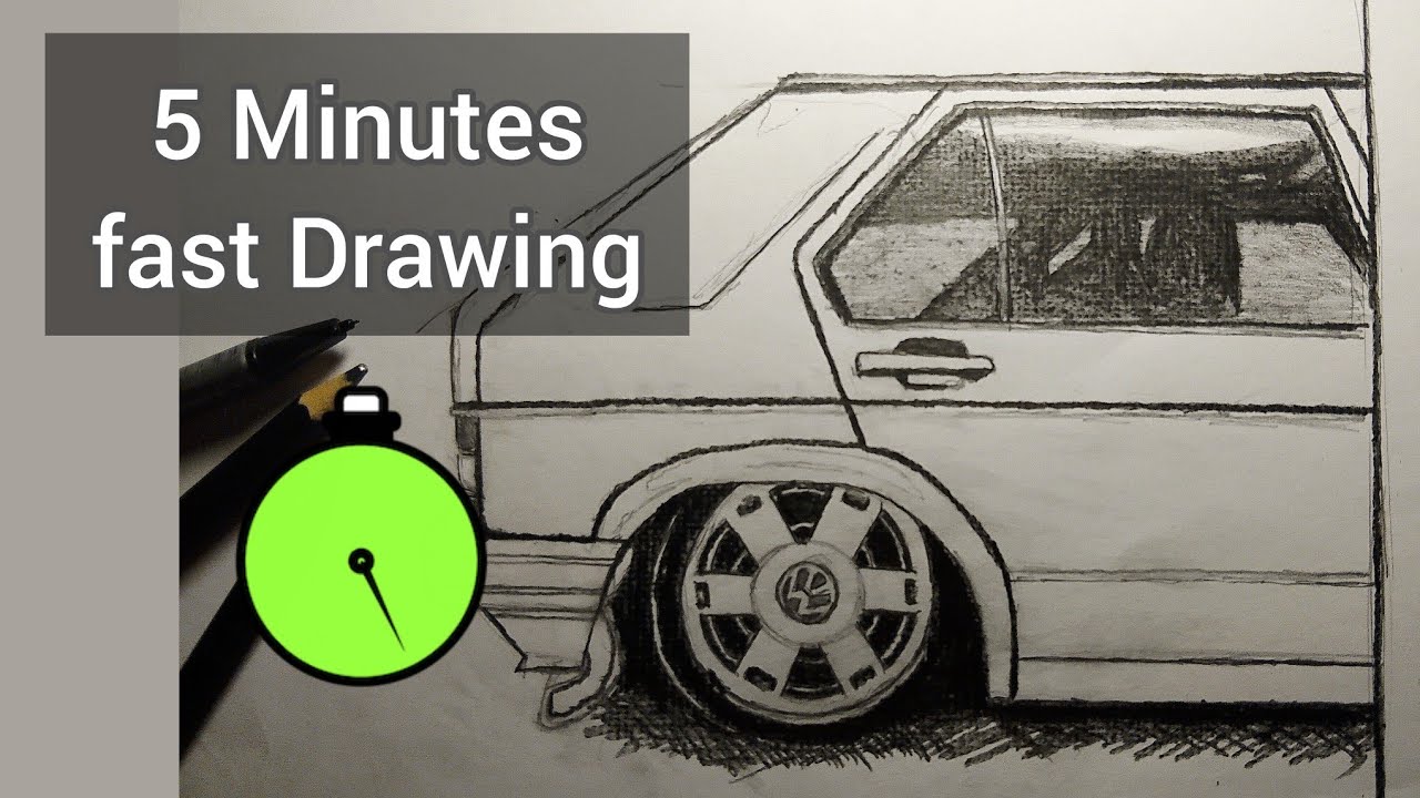 Here's how to draw a Stanced VW golf mk1 velocity Back wheel easy with ...