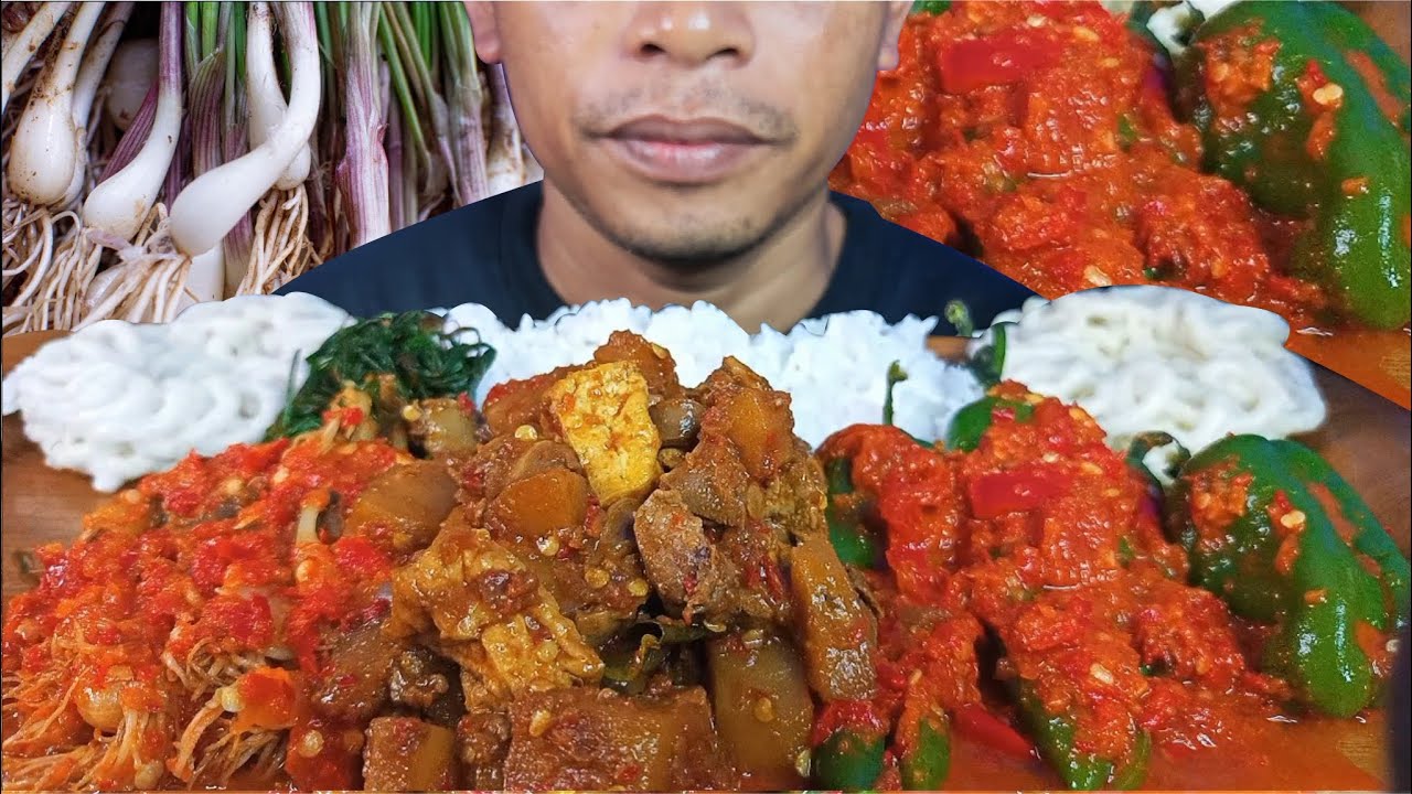 ASMR Nasi Hangat, kimchi Lokio, Cabai Ijo | Spicy Indonesian ASMR ...