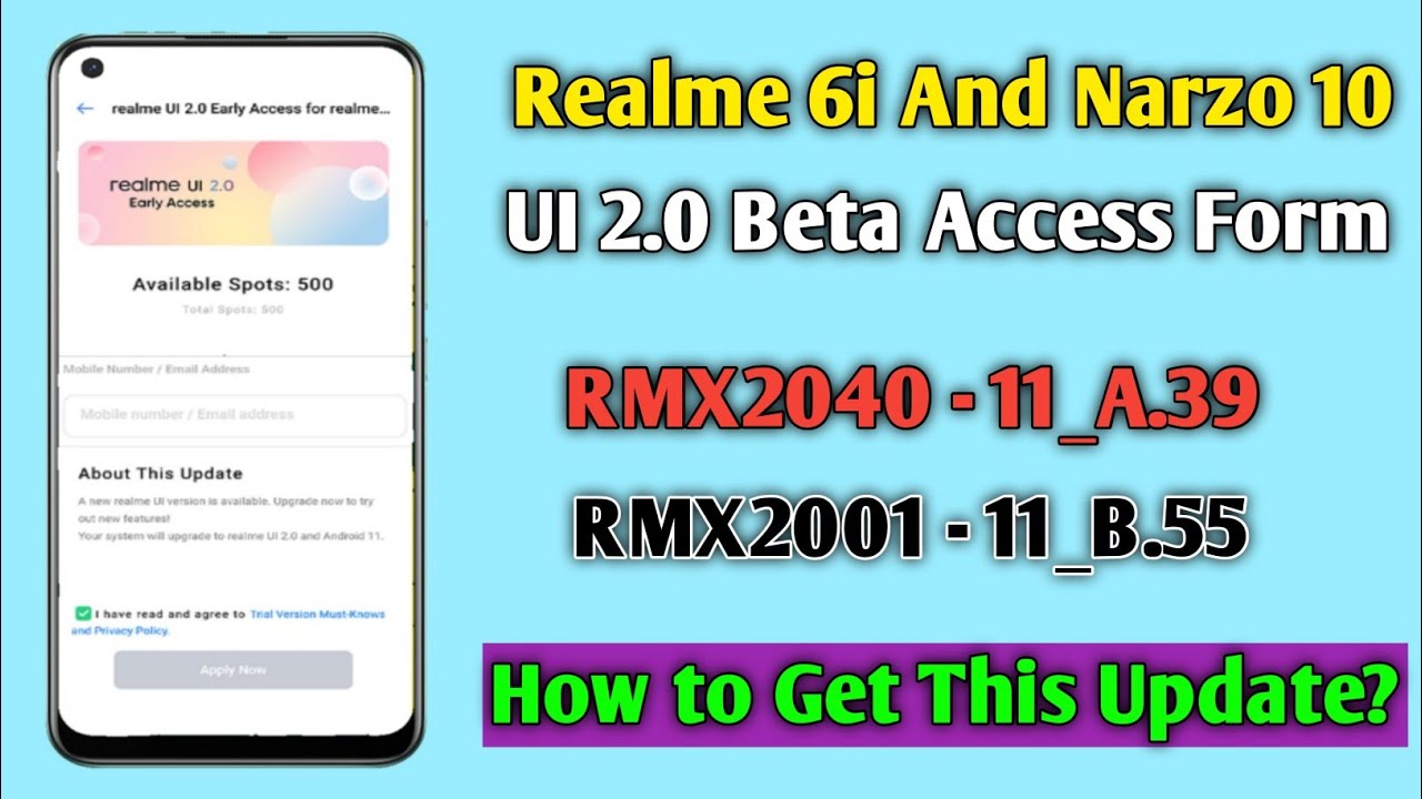 Realme UI 2.0 Early Access Form For Realme 6i And Narzo 10..! - YouTube