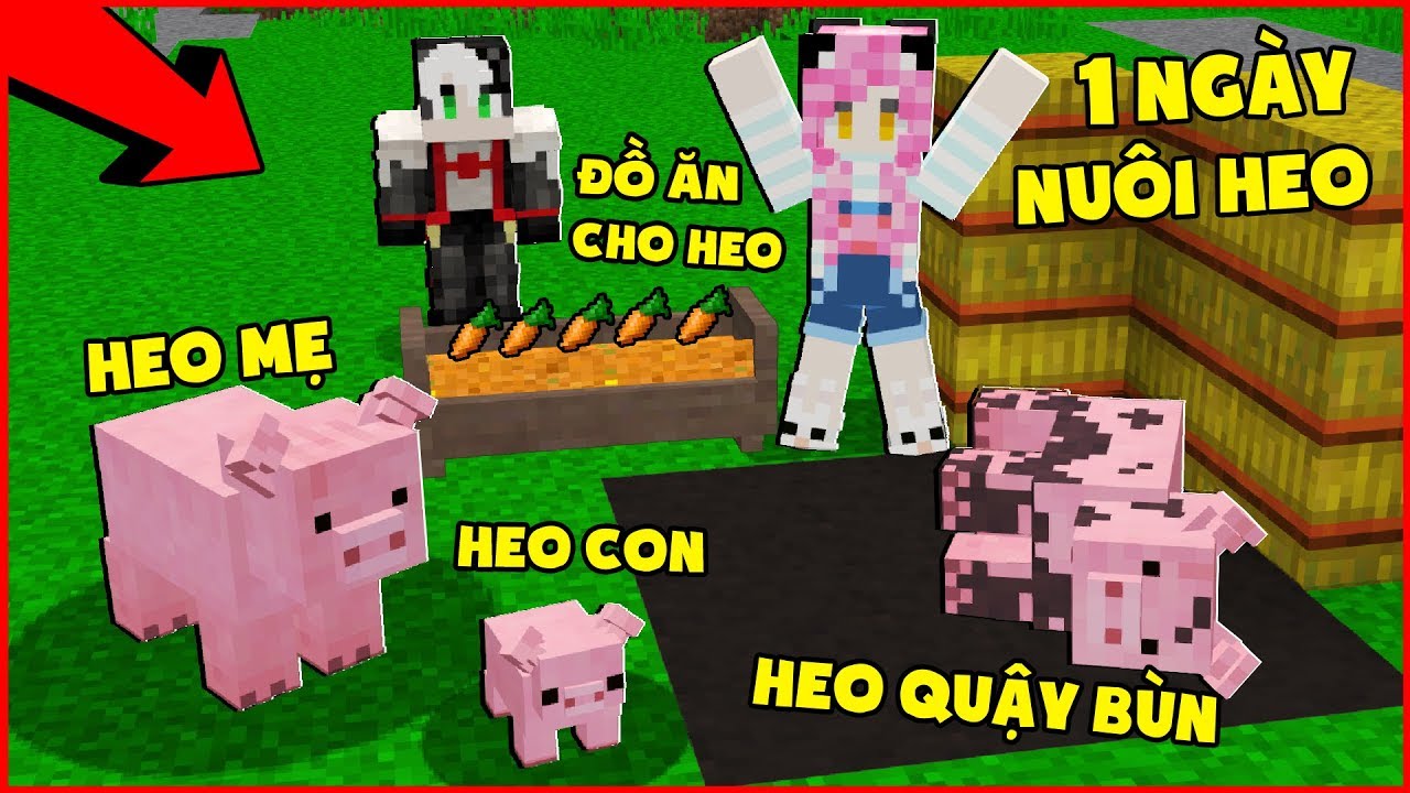 THỬ THÁCH 24 GIỜ LÀM NÔNG TRẠI NUÔI HEO TRONG MINECRAFT*MỀU 1 NGÀY TRỞ ...