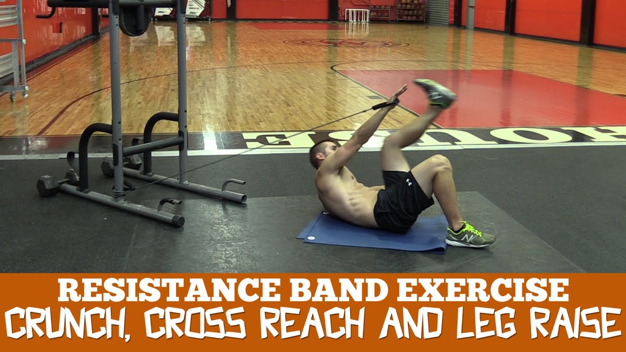 Resistance Band Crunch, Cross Reach and Leg Raise - YouTube