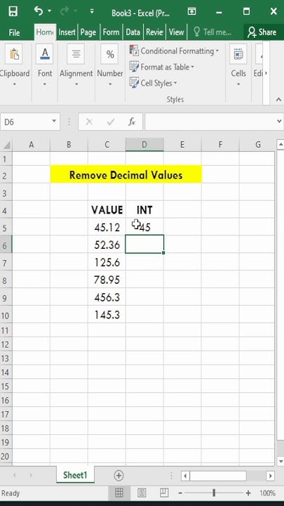 How to Convert Decimal Value to Integer in Excel #shorts #viral #shortsvideo - YouTube