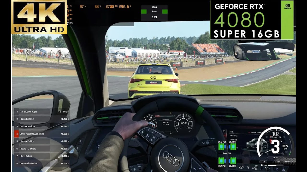 RTX 4080 Super | Assetto Corsa EVO | PC Benchmark | Audi RS3 |4K Ultra ...