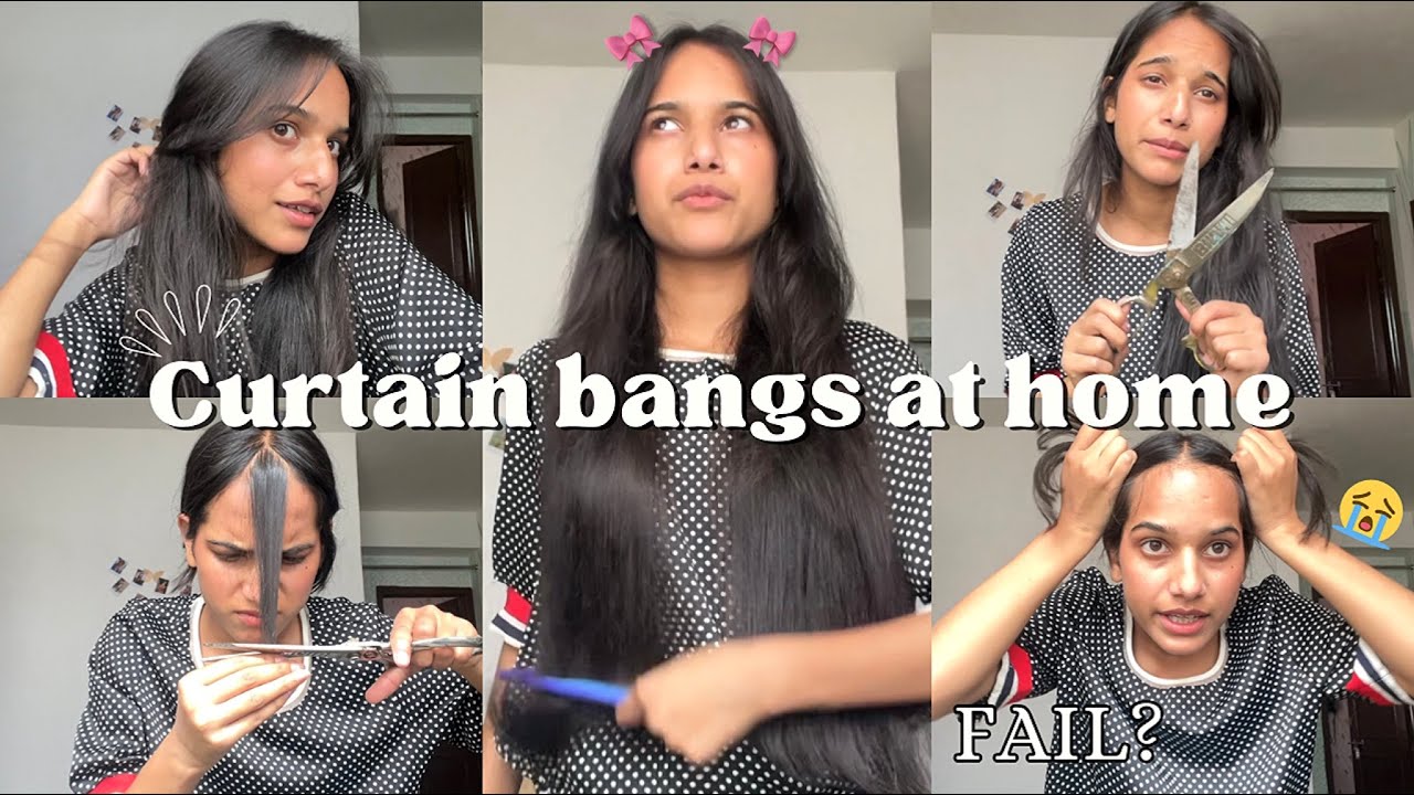 How to cut curtain bangs effortlessly at home 💇🏻‍♀️|| easy way to cut ...