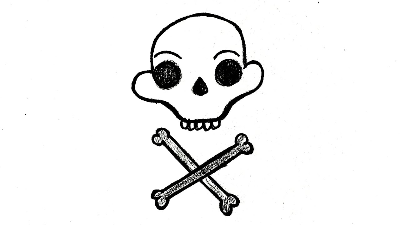HOW TO DRAW A SKULL & CROSSBONES || STEP BY STEP & EASY DRAWING - YouTube