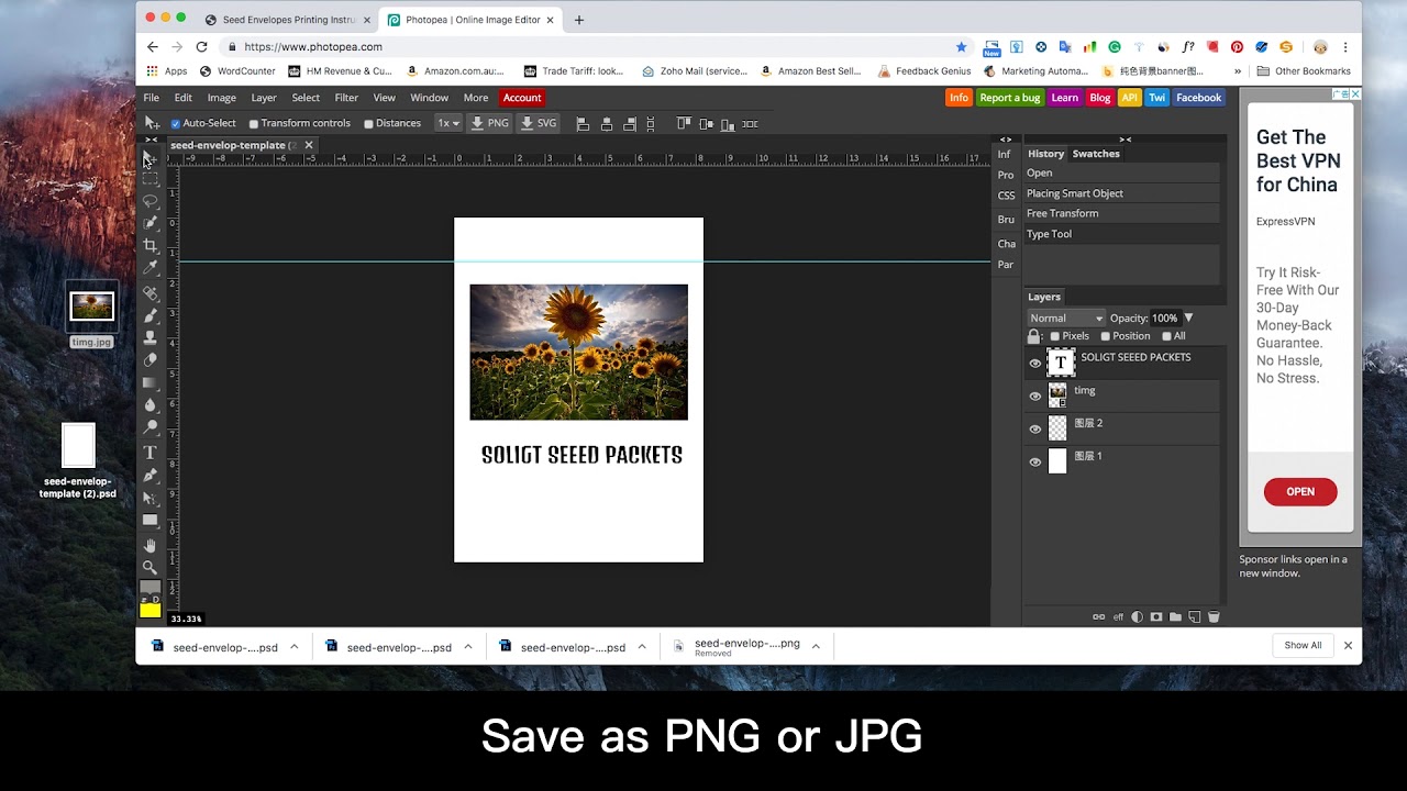 seed envelopes printing instruction - YouTube