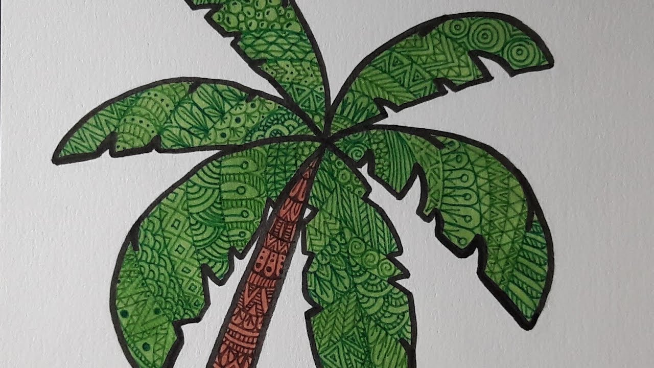 Zentangle Palmtree stopmotion | Zentangle Lotte - YouTube