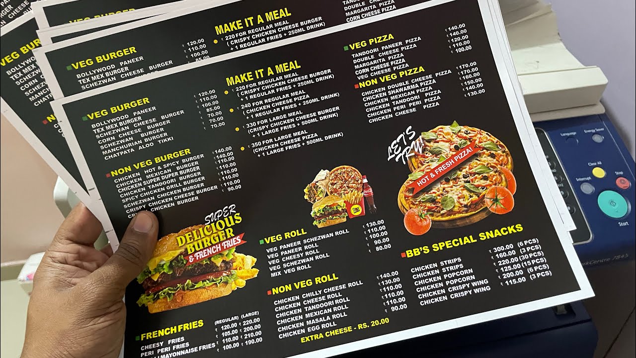 Xerox 7845 | dark colour | menu card printing - YouTube