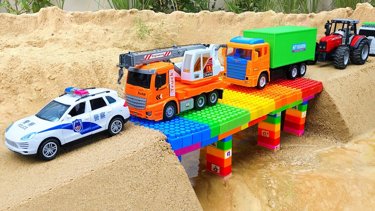 Bridge Blocks Toys Construction Vehicles, Road Roller, Bulldozer, Dump ...