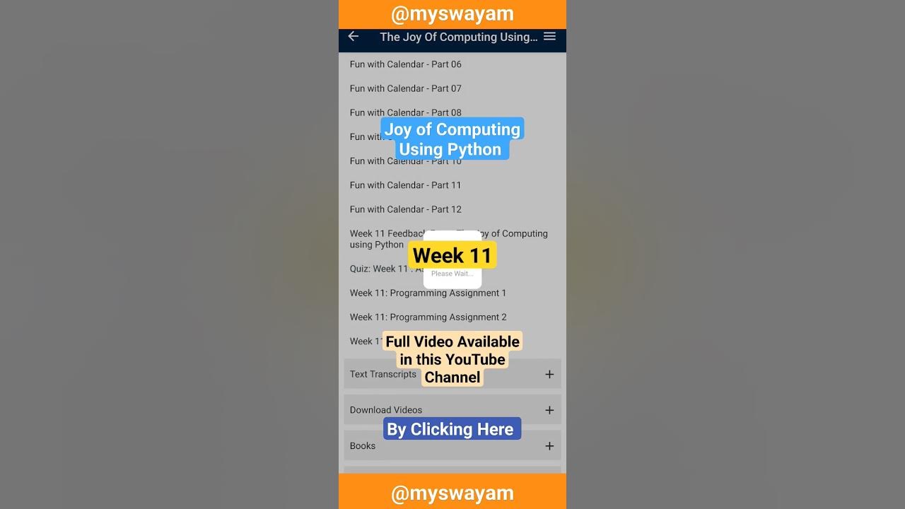 Week 11 The Joy Of Computing Using Python Nptel Assignment Solved