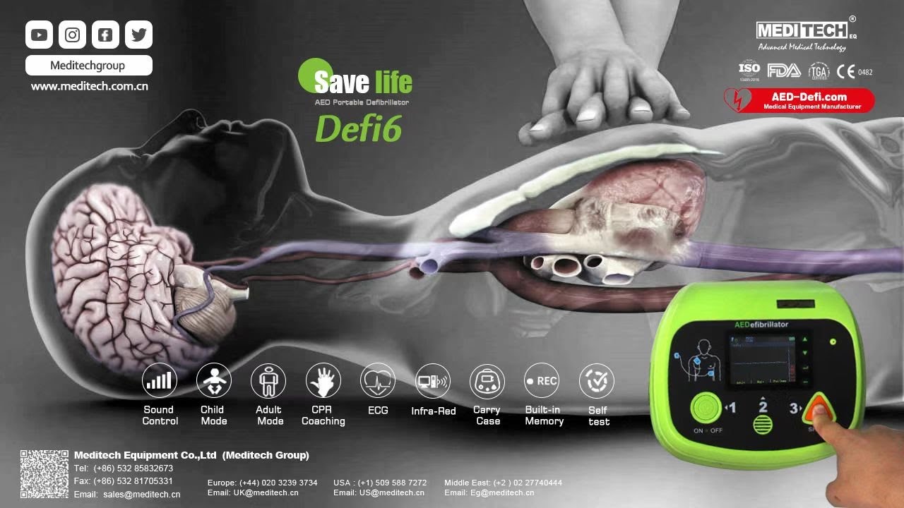 Amazing AED Device with CPR Coaching and Display " Defi6 " - YouTube