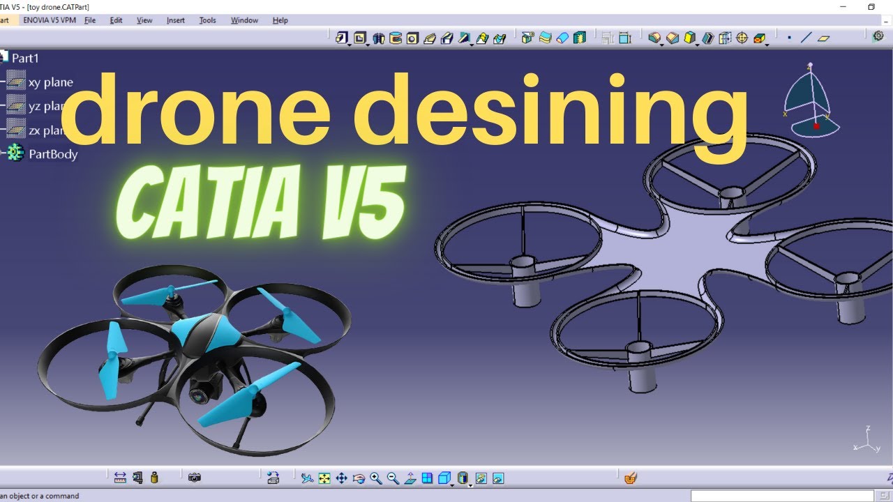 How to design drone frame in Catia V5 || surface design || STEP BY STEP ...
