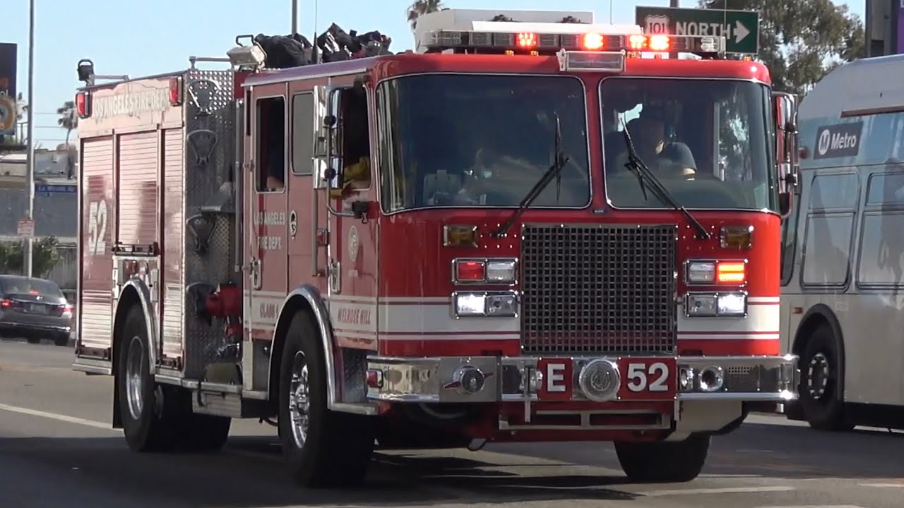 LAFD Engine 52 & Rescue 52 Responding - YouTube