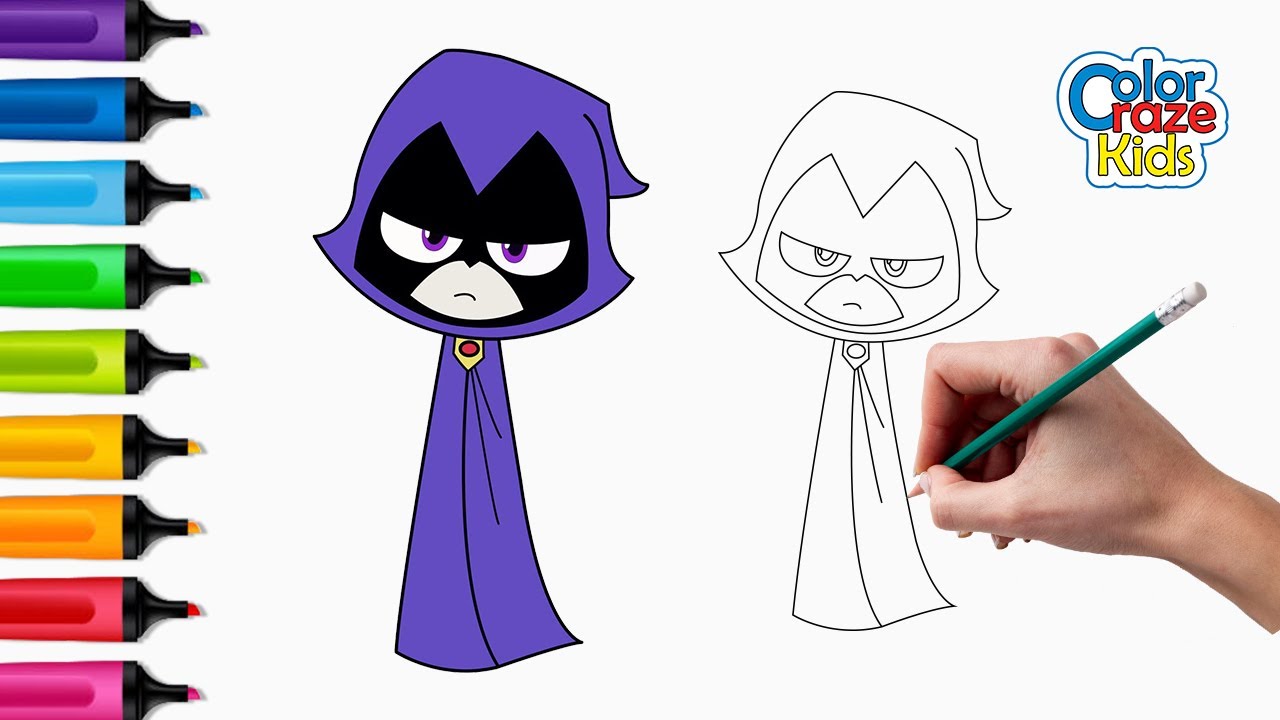 How to Draw Raven from Teen Titans Go | Easy Drawing for Kids - YouTube