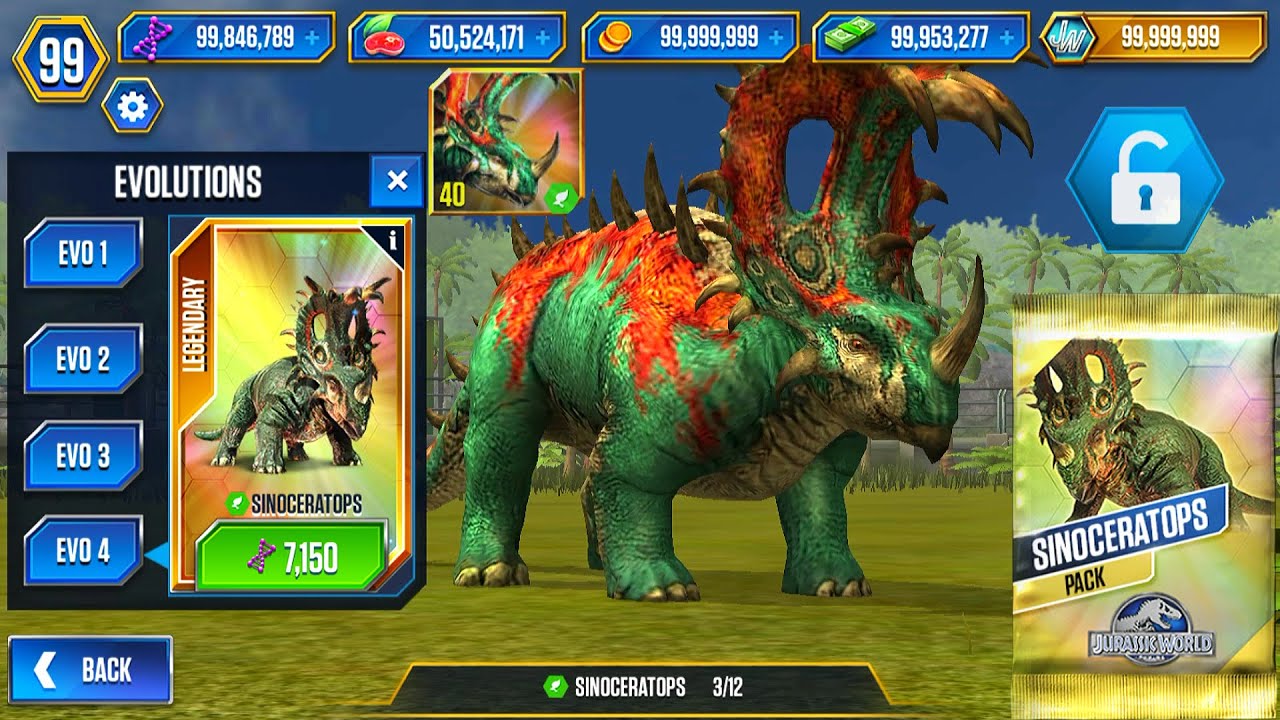 New Legendary Sinoceratops Max X3 Lv 40 Jurassic World The Game Youtube