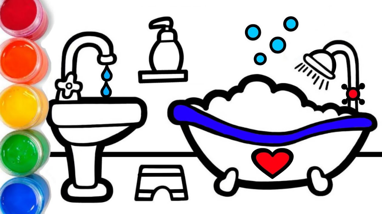 How To Draw Bathroom 🛁 | Easy Drawing Learning | Step By Step Drawing ...