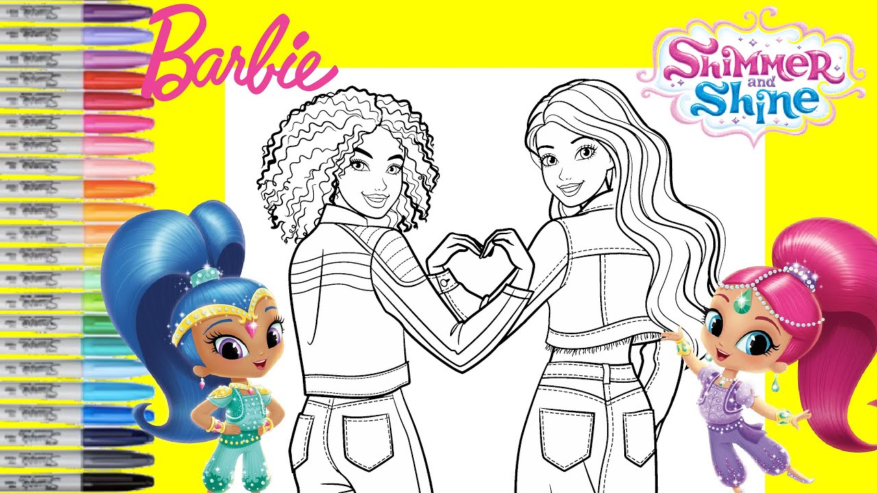 Barbie and Friends Makeover as Shimmer and Shine Sister Genies Coloring ...