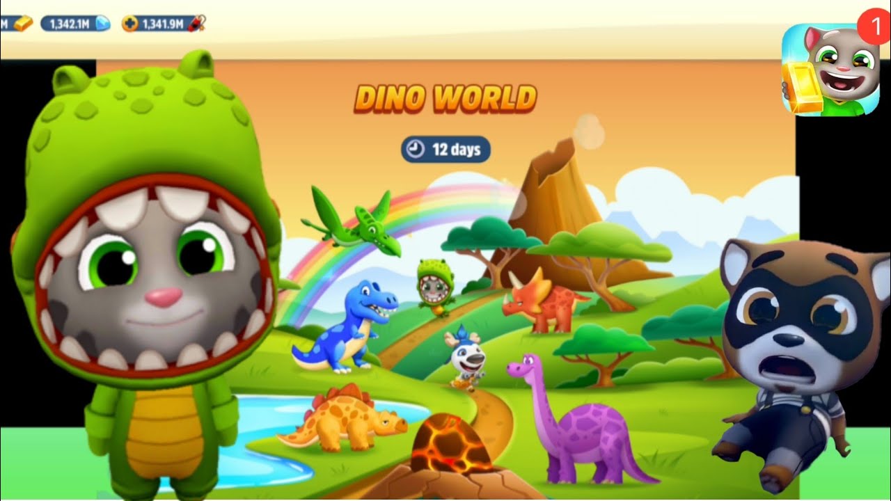 Talking Tom Gold Run Gameplay - New Dino World - Dino Tom Unlock - Full ...